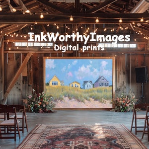 Colorful Beach Houses Wall Art | Coastal Cottage Scene | Vibrant ...