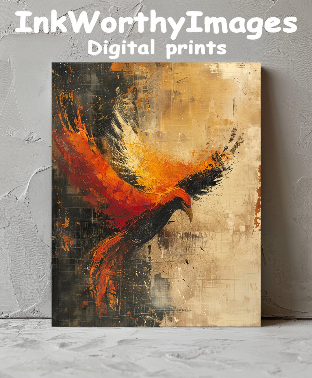 Abstract Phoenix Painting | Fiery Bird Art | Mythical Creature Decor ...