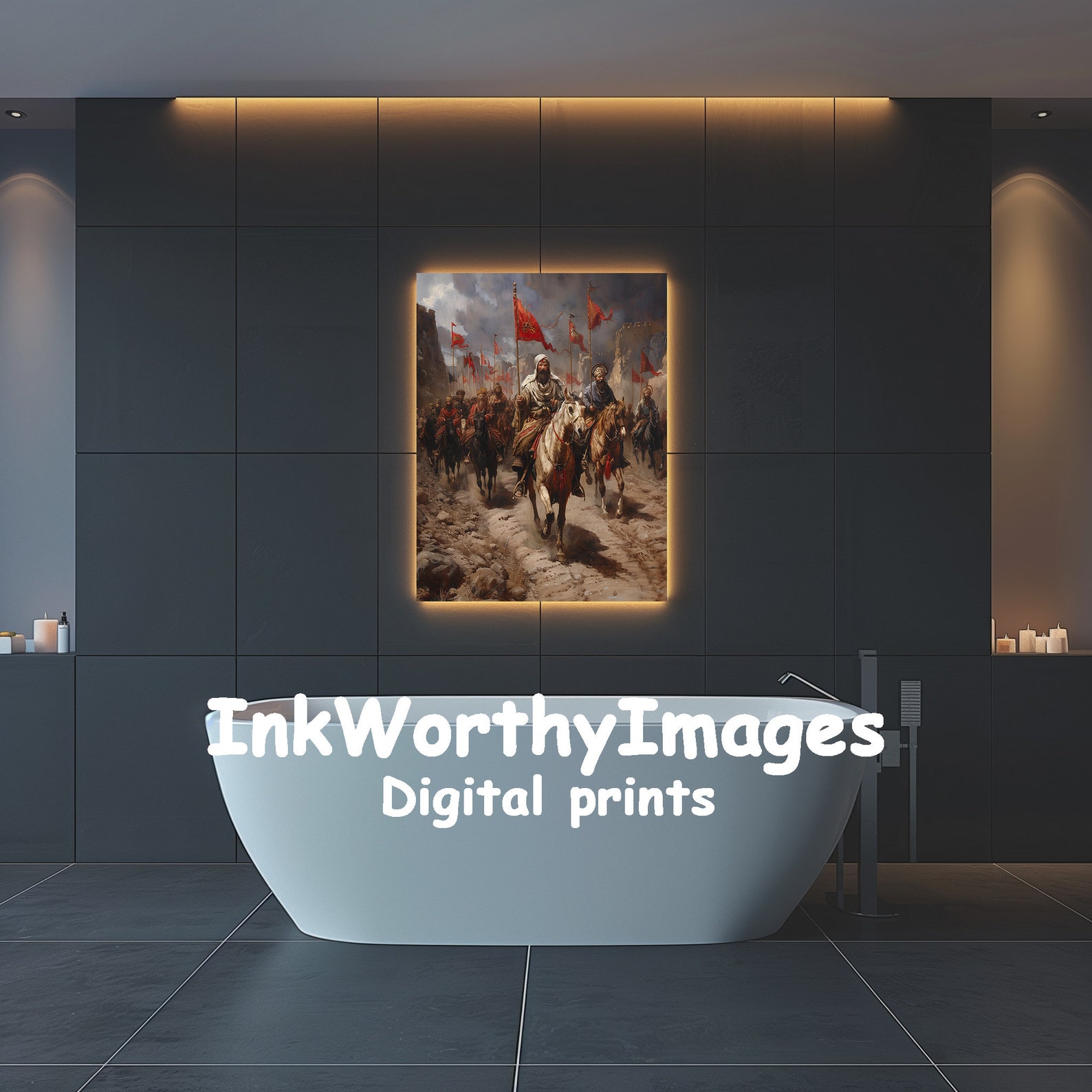 Historical Warrior Cavalry Painting | Middle Eastern Battle Art ...