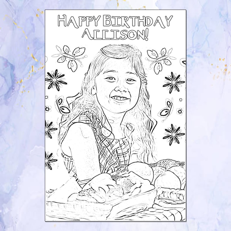 Personalized Photo Coloring Pages, Photo to Coloring Page, Special ...