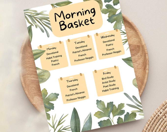 Homeschool Morning Basket Chart | Editable Homeschool Organization ...