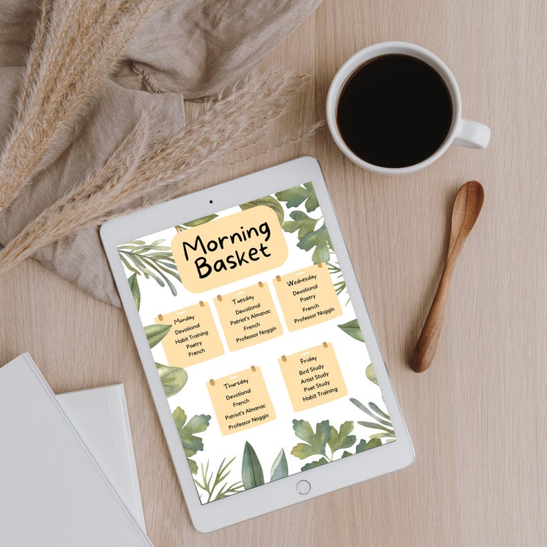 Homeschool Morning Basket Chart | Editable Homeschool Organization ...