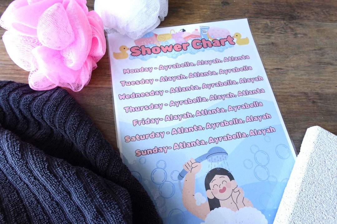 Editable Shower Chart Printable Shower Chart Template Shower Rotation ...