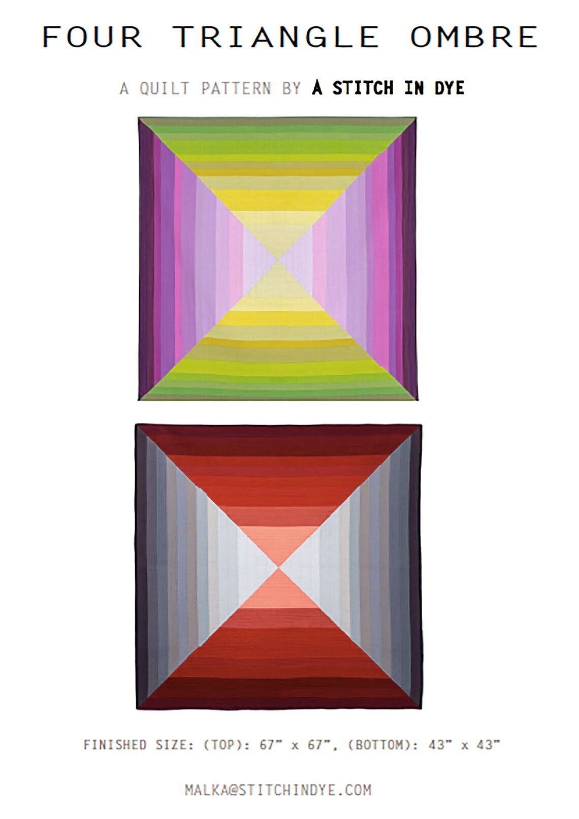 Four Triangle Ombre PDF Modern Quilt Pattern | Etsy