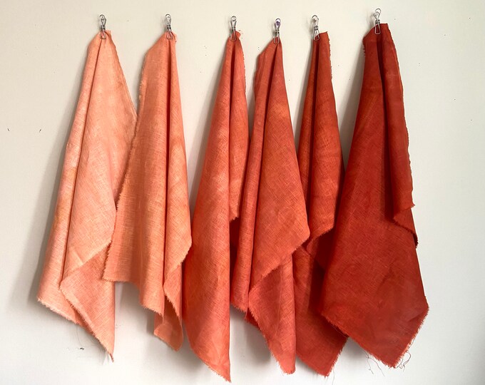 Hand Dyed Gradient Linen Bundle in Rust - Etsy