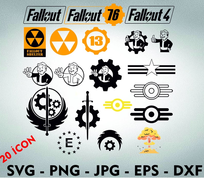 Fallout Designs Fallout Svg, Outline & Silhouette Files SVG, Power ...