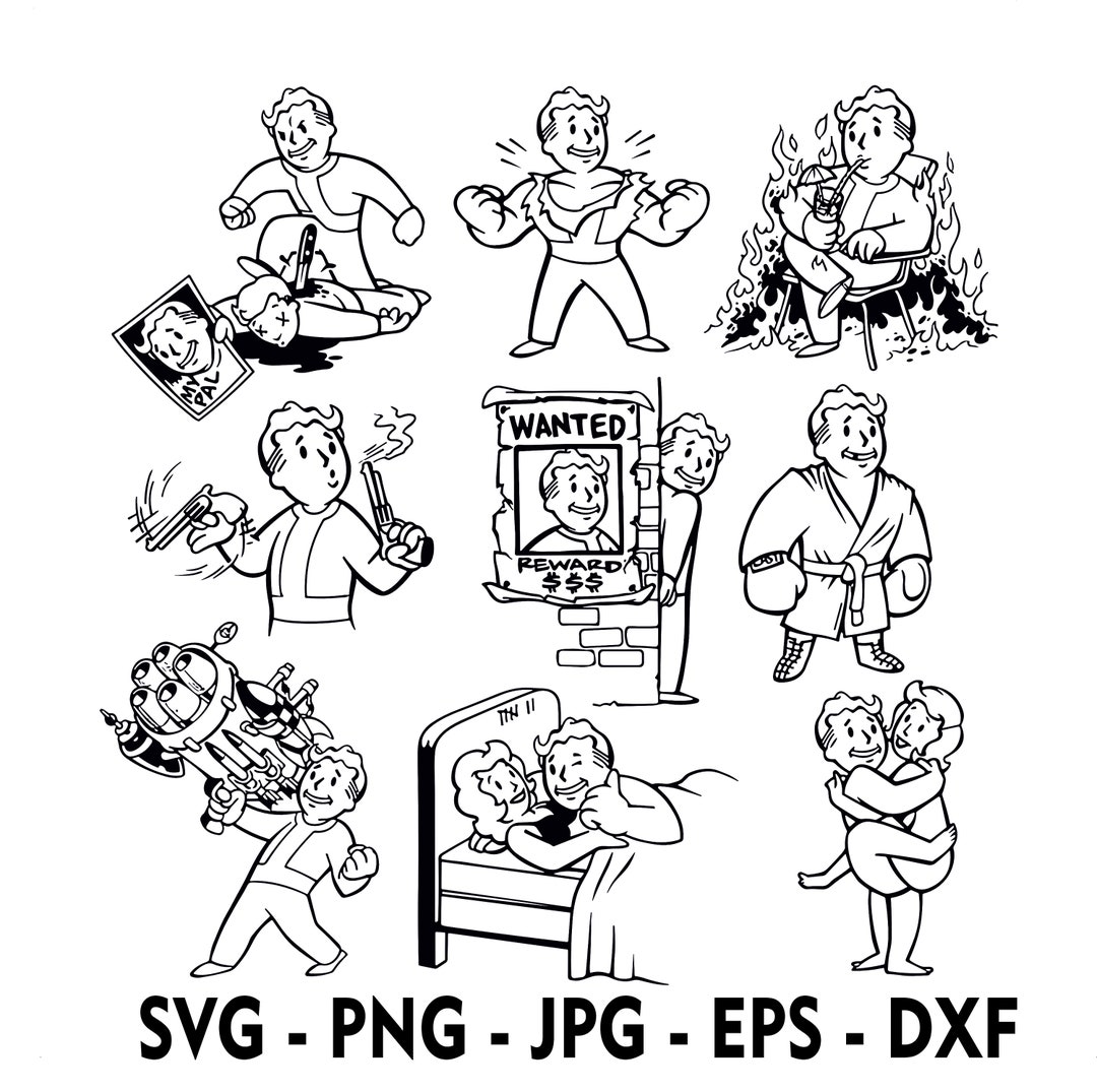 Fallout Designs Fallout Svg, Outline & Silhouette Files SVG, Power ...