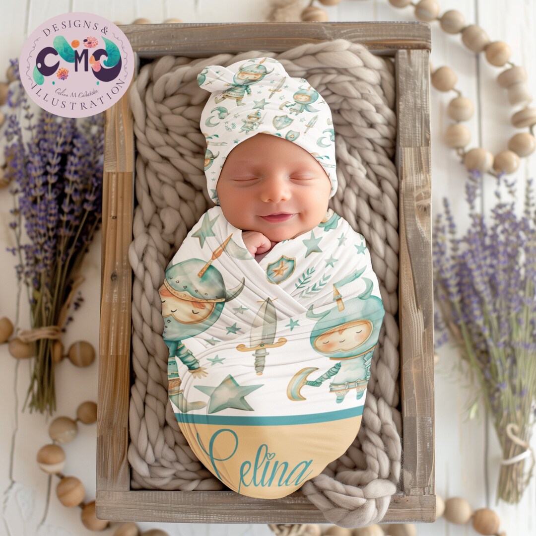 Custom Personalized Baby Shield Knight Bedding Set - Jersey Swaddle ...