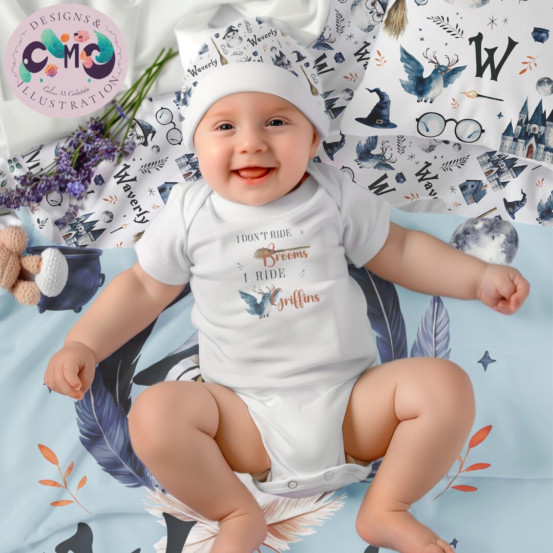 Custom Personalized Baby Magical Wizard Jersey Blanket, Body Suit, Beanie Gift Set - or ...