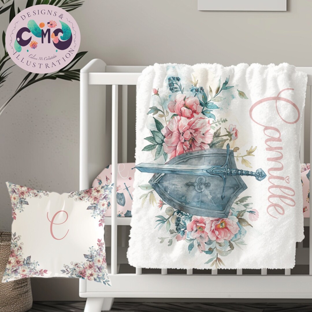 Custom Personalized Baby Brave Shield Maiden Bedding Set - Minky Fleece ...