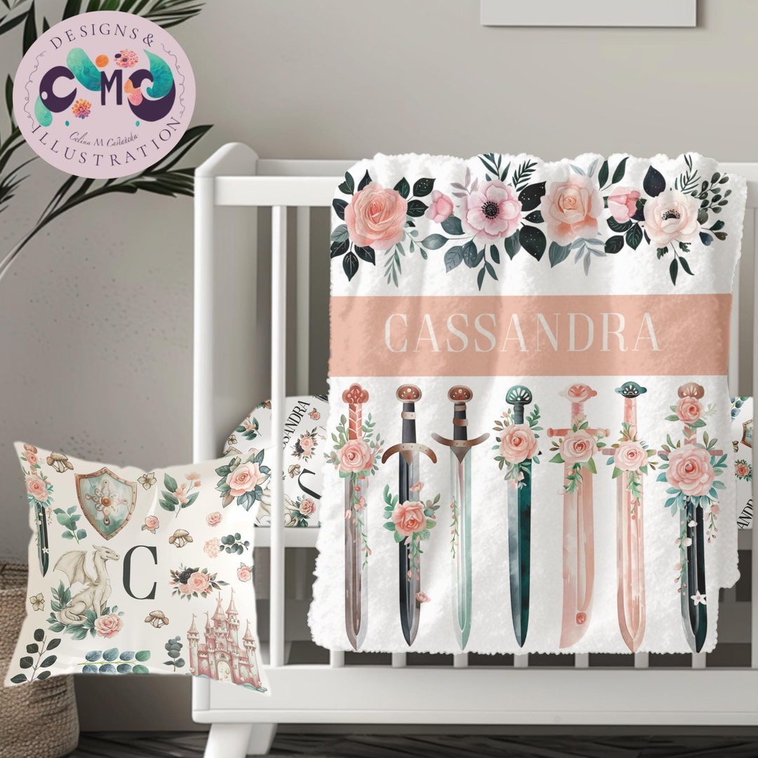 Custom Personalized Fantasy Medieval Floral Sword Maiden-bedding Set ...