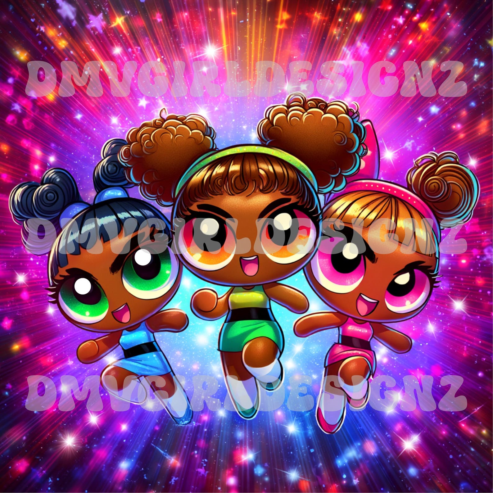 Black Powerpuff Girls Fan Art: Black Girl Magic Chibi (digital Download ...