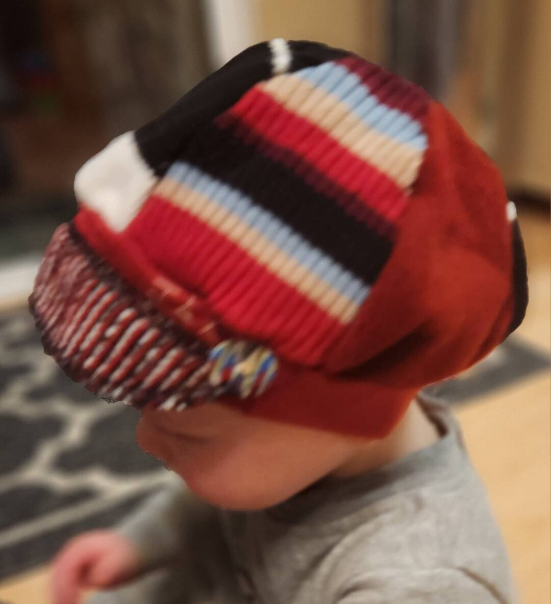 Jax Hat Child Size - Red and Blue Hat - Preloved Sweater Hat - Upcycled ...