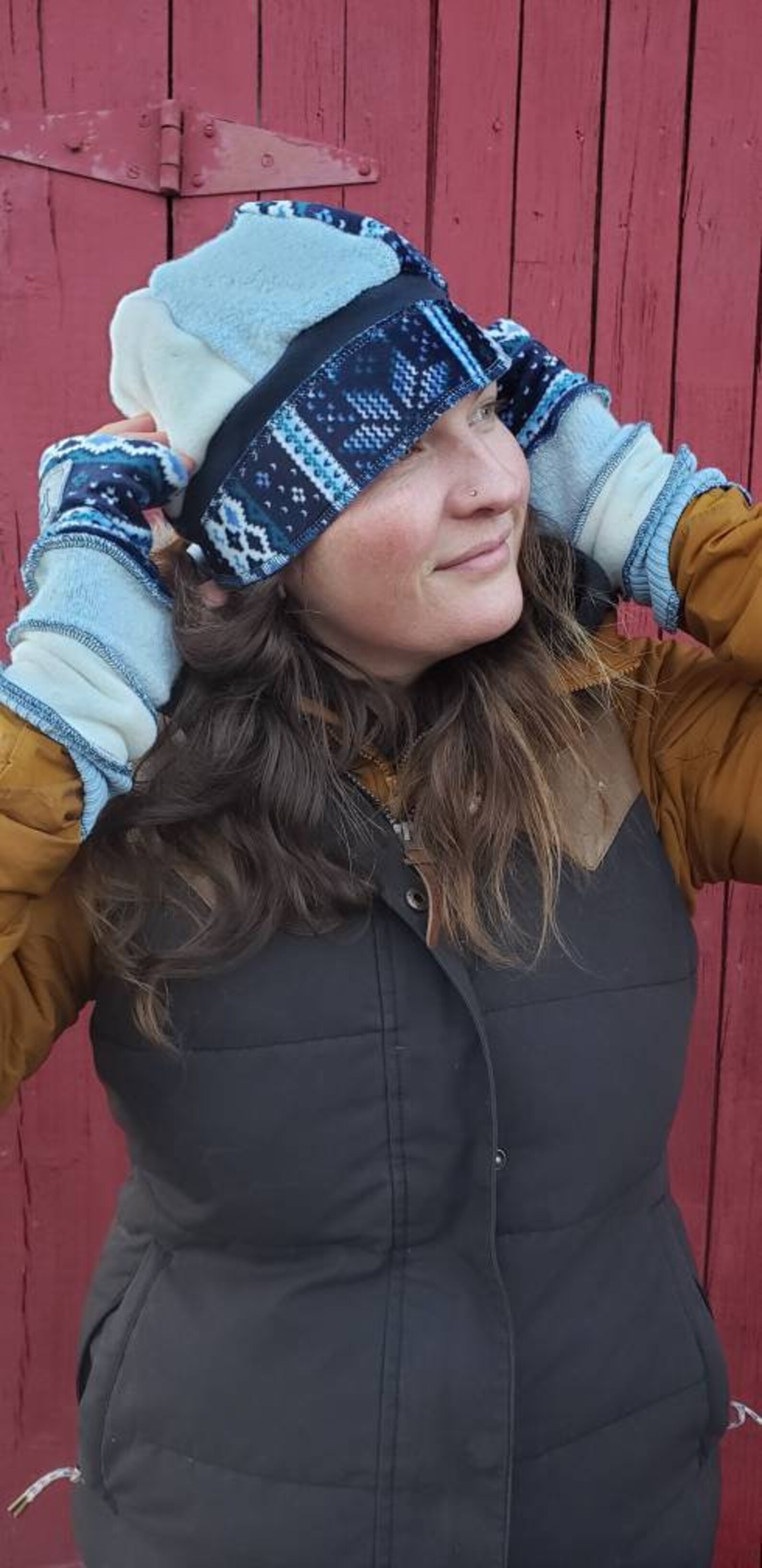 Upcycled Recycled Repurposed Hat Adult ML Blue and White - Etsy