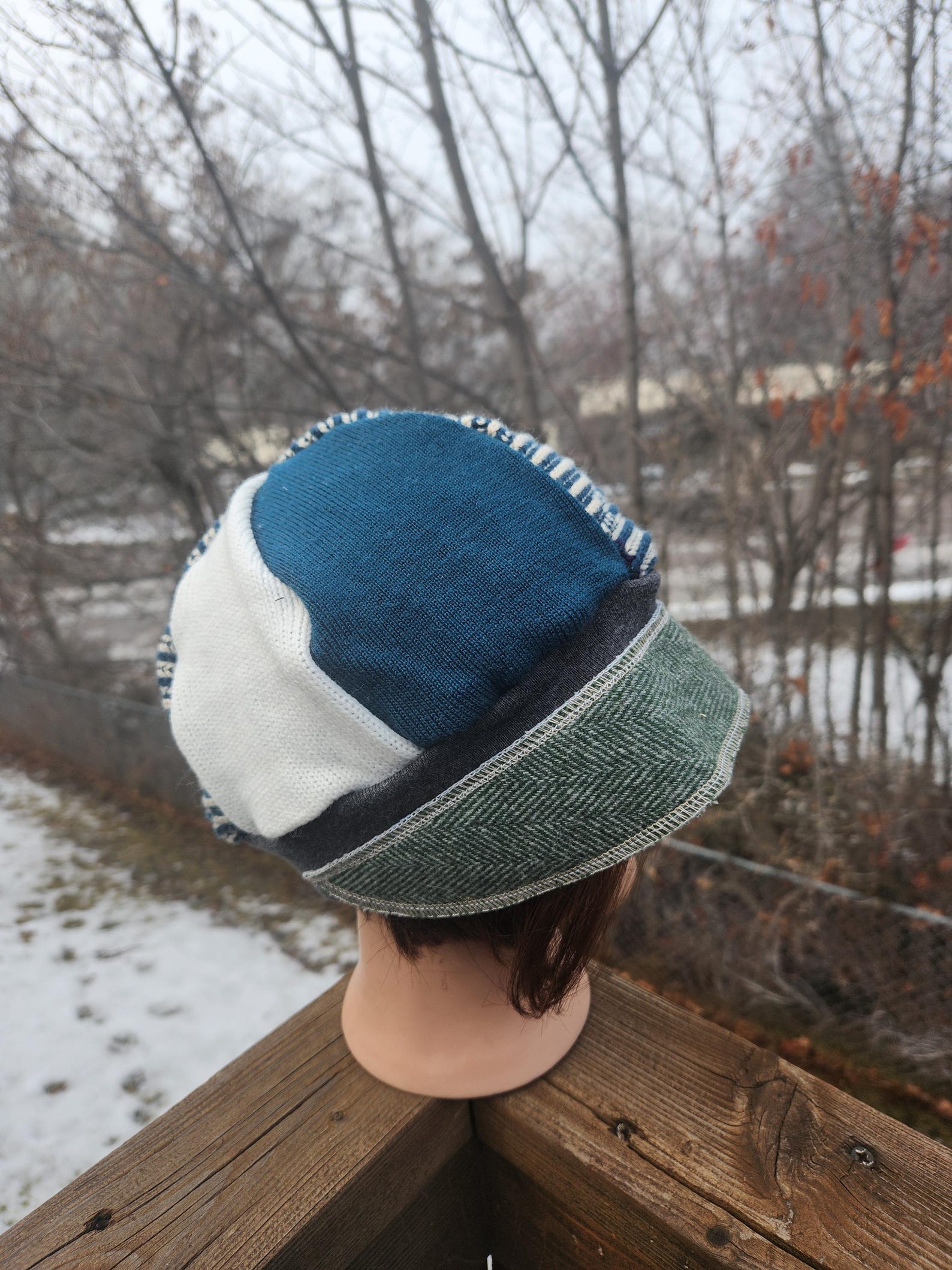 Upcycled Recycled Repurposed Hat - Adult ML - Dark Green and White ...