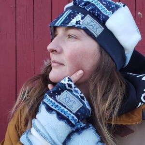 Upcycled Recycled Repurposed Hat - Adult ML - Blue and White Newsboy ...