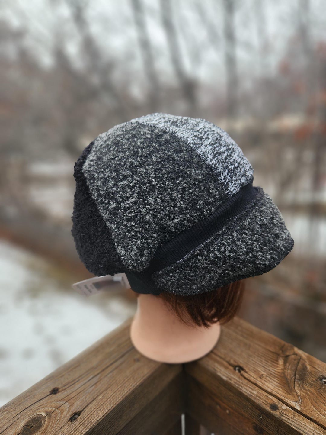 Upcycled Sweater Newsboy Hat – Black & Grey Flapper Style, ML - Etsy