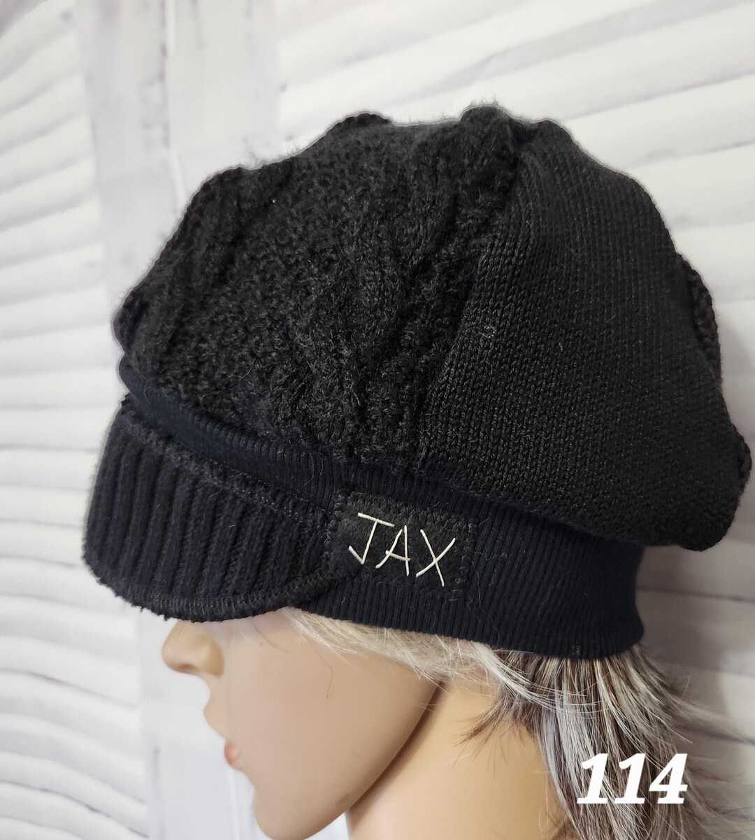 Upcycled Recycled Repurposed Hat - Adult ML - Black Sweater Newsboy Hat ...