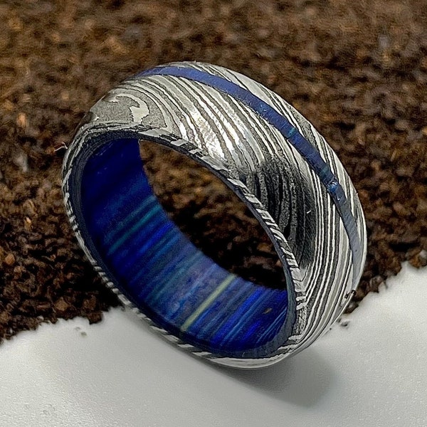 Damascus Wedding Band Men - Etsy