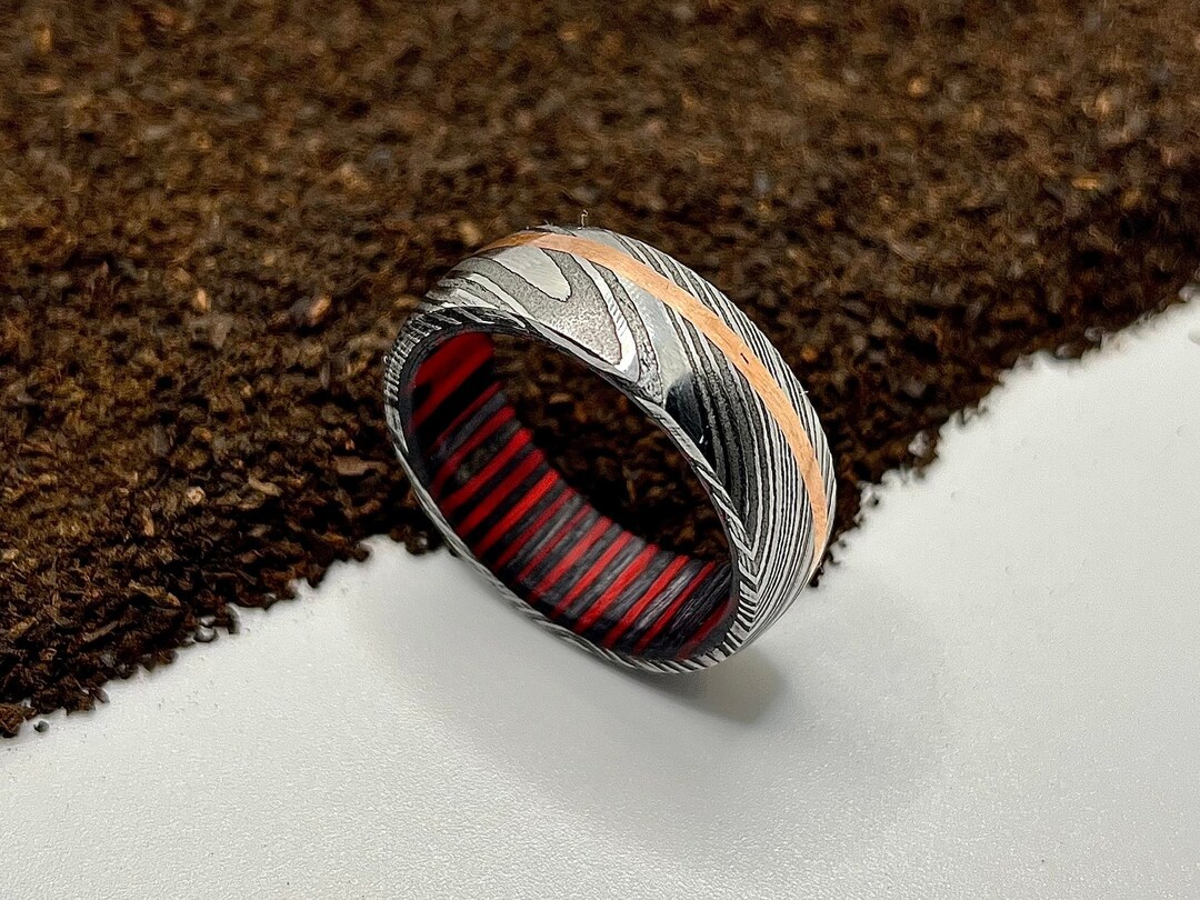 Damascus Steel Ring, Men's Damascus Steel Wedding Band, Stainless Steel ...
