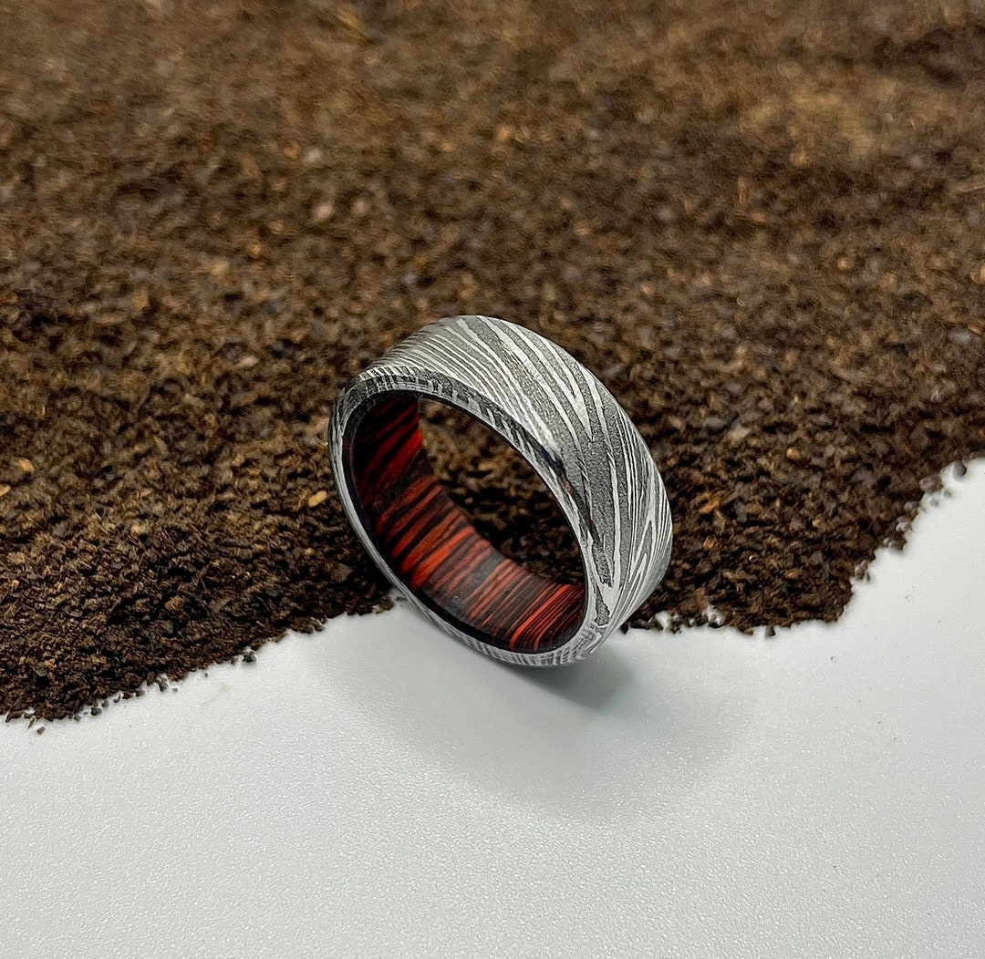 Damascus Wedding Band, Mens Wedding Ring, Damascus Steel Wedding Ring ...