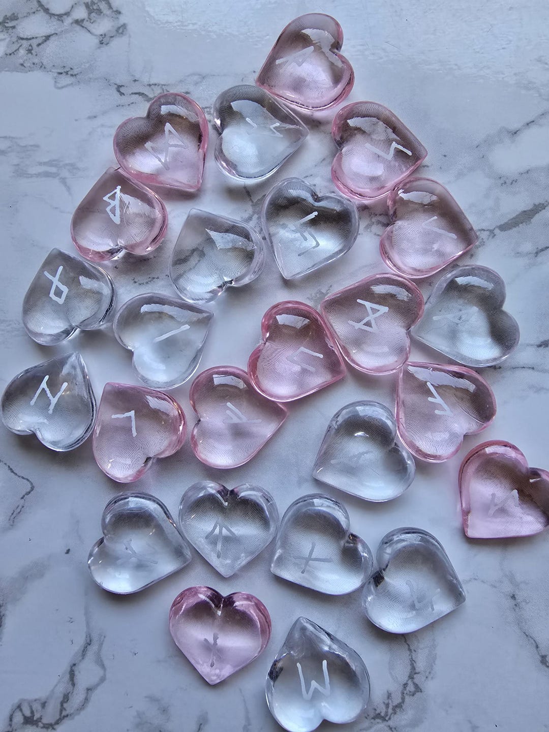 Elder Futhark Rune Set / Viking Rune Set – Pink & Clear Hearts - Etsy