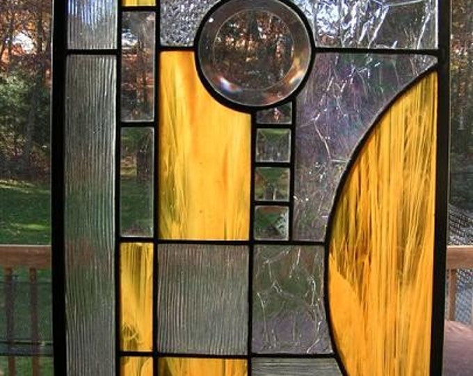 ABSTRACT STAINED GLASS WINDOW PANEL - Etsy