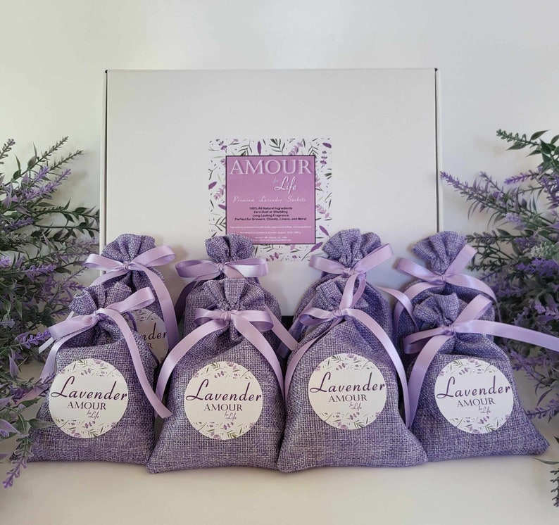 Luxury Lavender Sachet Gift Box - 8 All-natural 4oz Scented Sachets ...