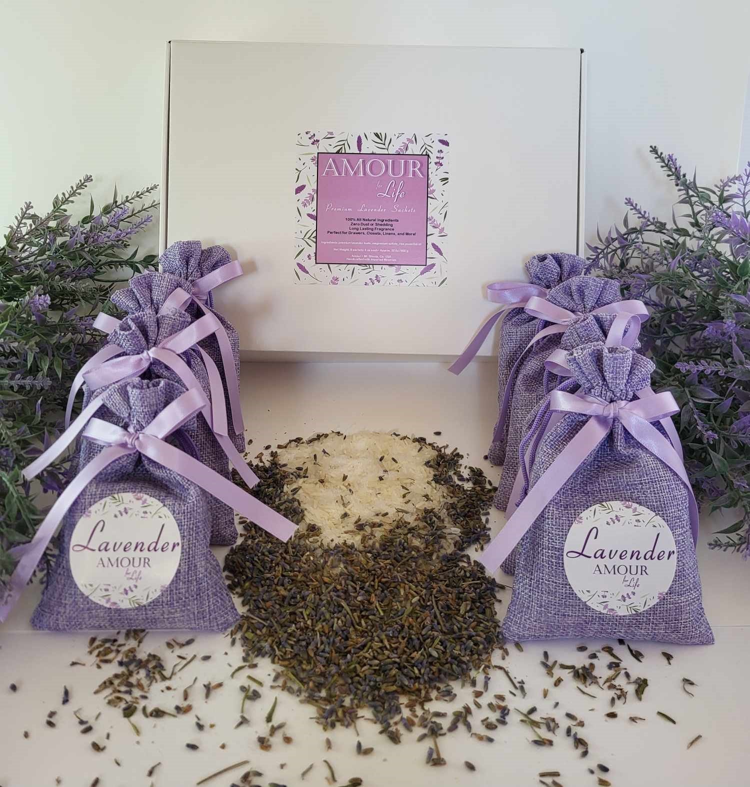 Luxury Lavender Sachet Gift Box - 8 All-natural 4oz Scented Sachets ...