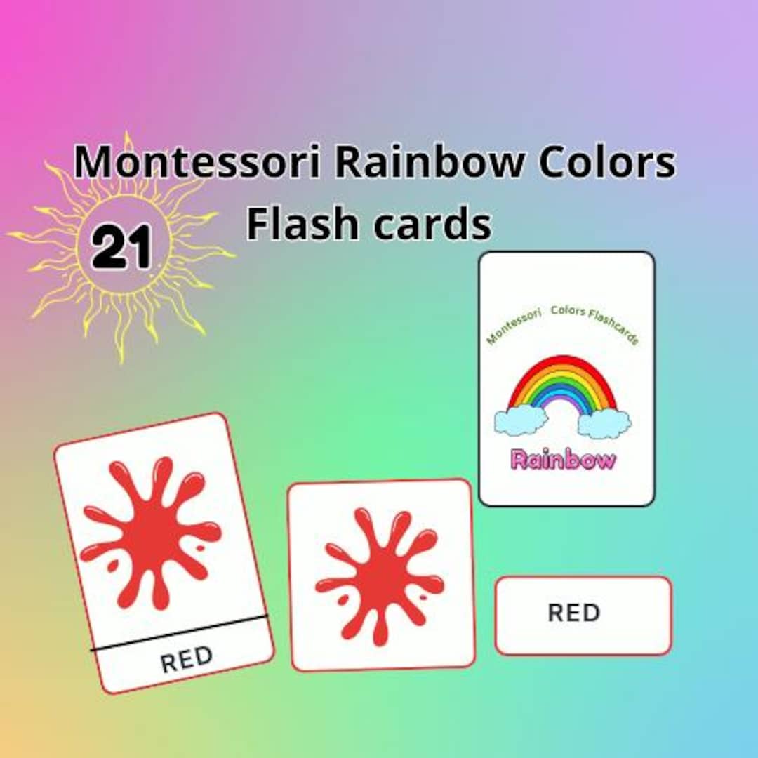 Montessori Rainbow Colors Flashcards | 21 Color Matching Cards ...