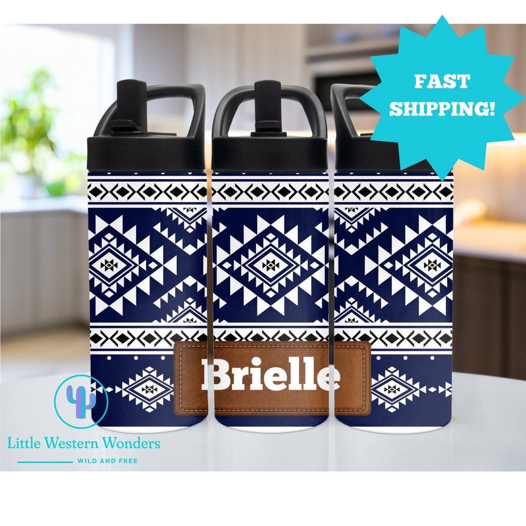 Cowgirl Aztec Print Water Bottle Western Kids Stainless Steel Water ...