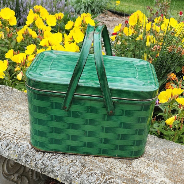 Green Metal Picnic Basket at Imogen Parry-okeden blog