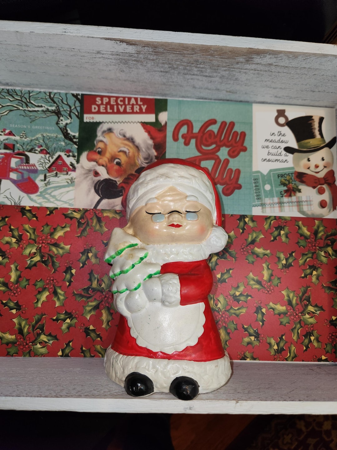 Vintage Brinn's Mrs. Claus Bank X-2038, Mrs. Claus Holding Christmas ...