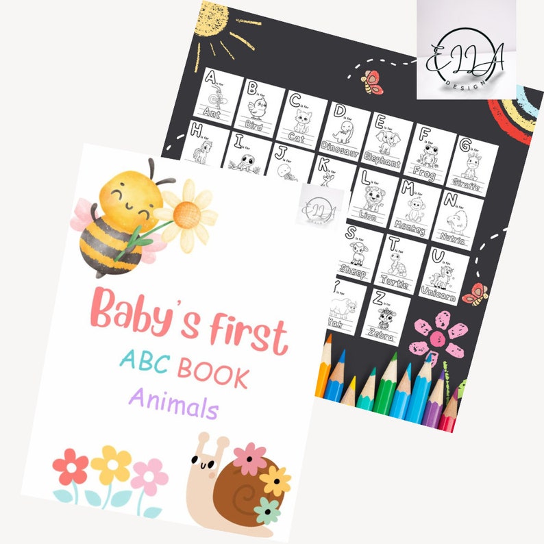 Baby's First ABC Animals Book, ABC Baby Shower Coloring Book, Baby ...