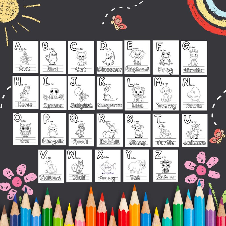 Baby's First ABC Animals Book, ABC Baby Shower Coloring Book, Baby ...