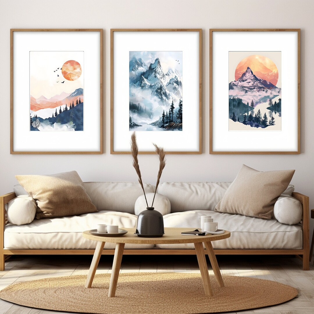 Mountain Landscape Painting Set of 6,landscape Painting,art Print ...