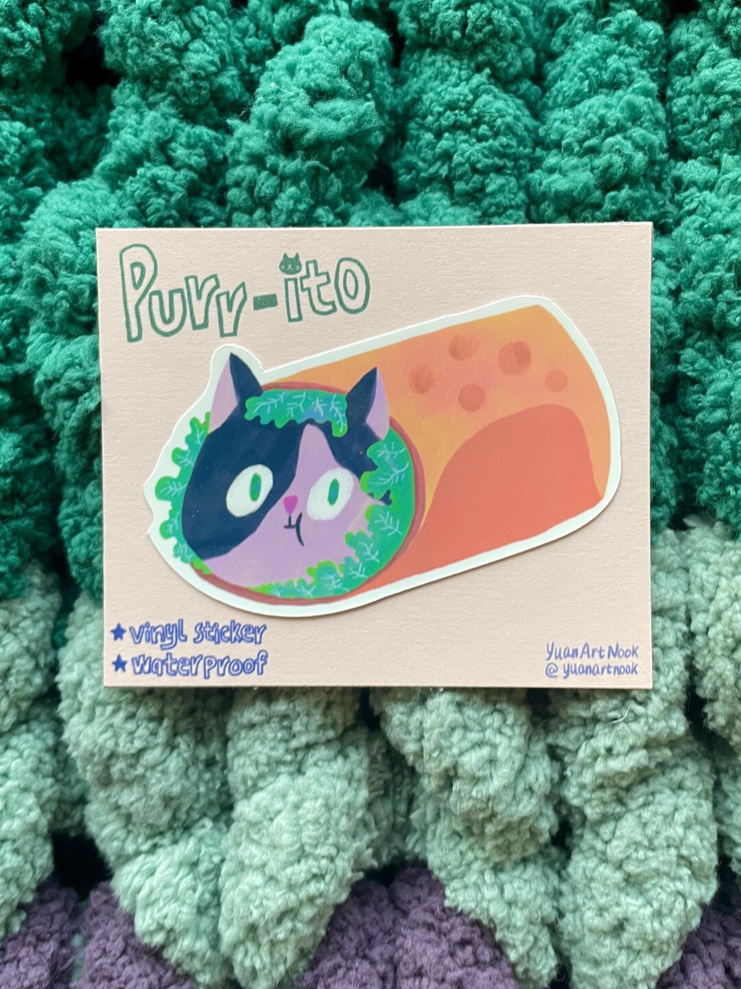 Purrito Sticker | Cute Cat Sticker | Waterproof Vinyl for Laptop ...