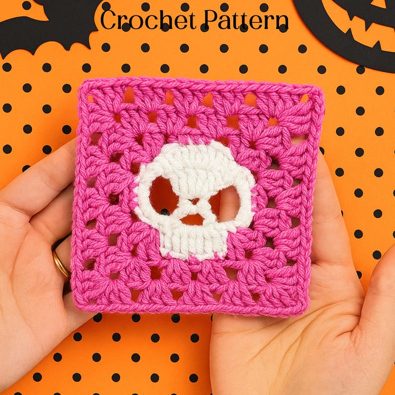 Skull Granny Square Crochet Pattern | Halloween Crochet Pattern ...