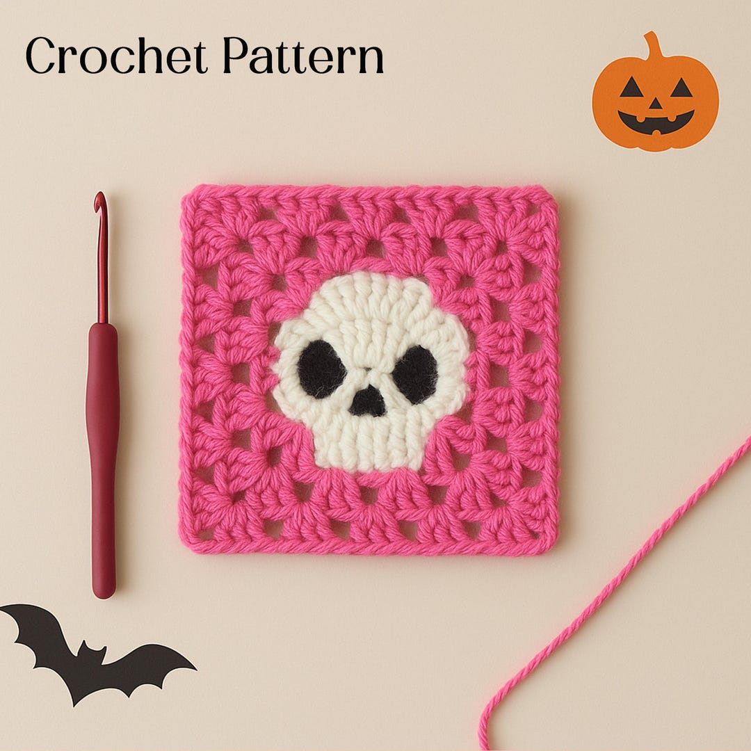 Skull Granny Square Crochet Pattern | Halloween Crochet Pattern ...