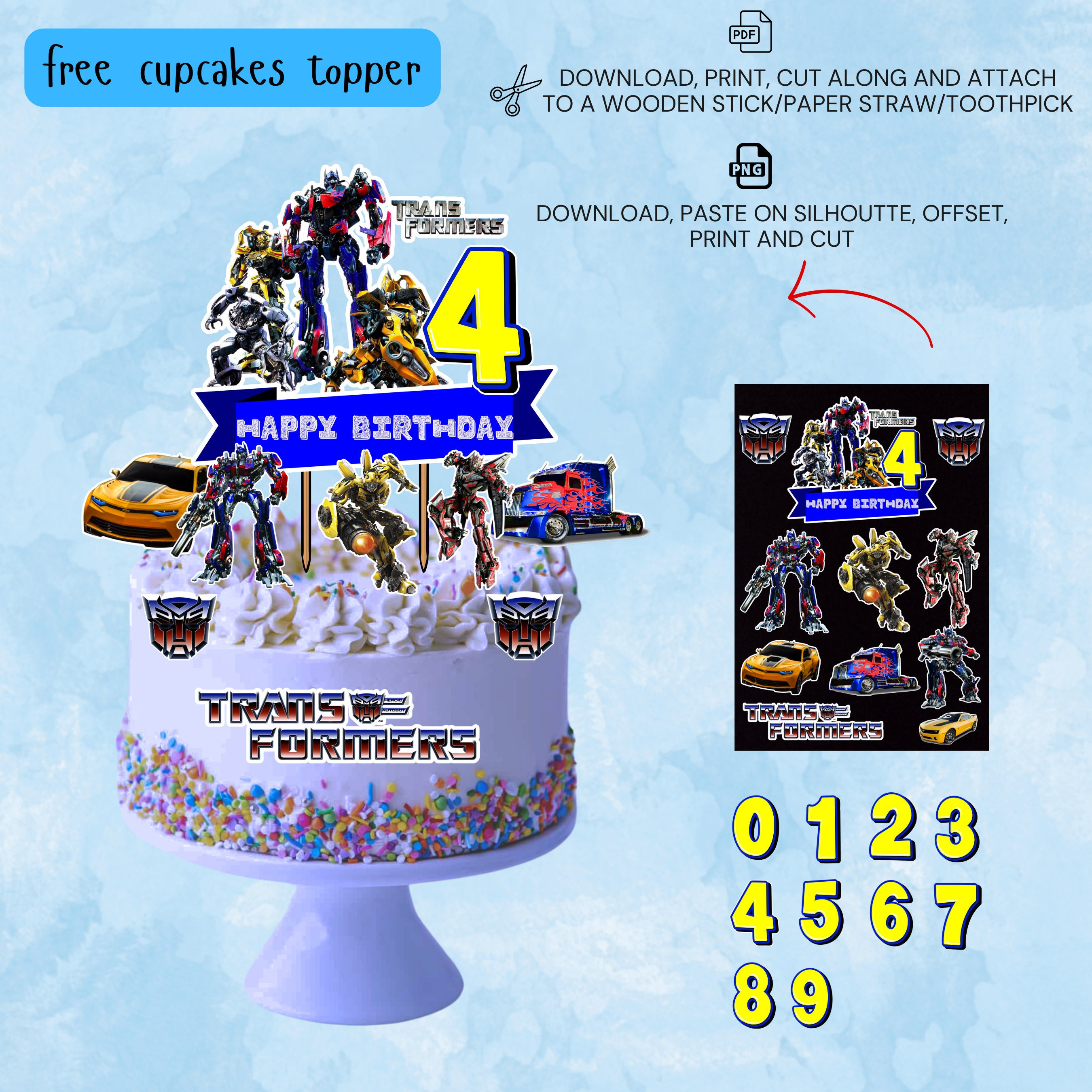 Printable Cake Topper. Transformers Cake Topper Happy Birthday - Etsy