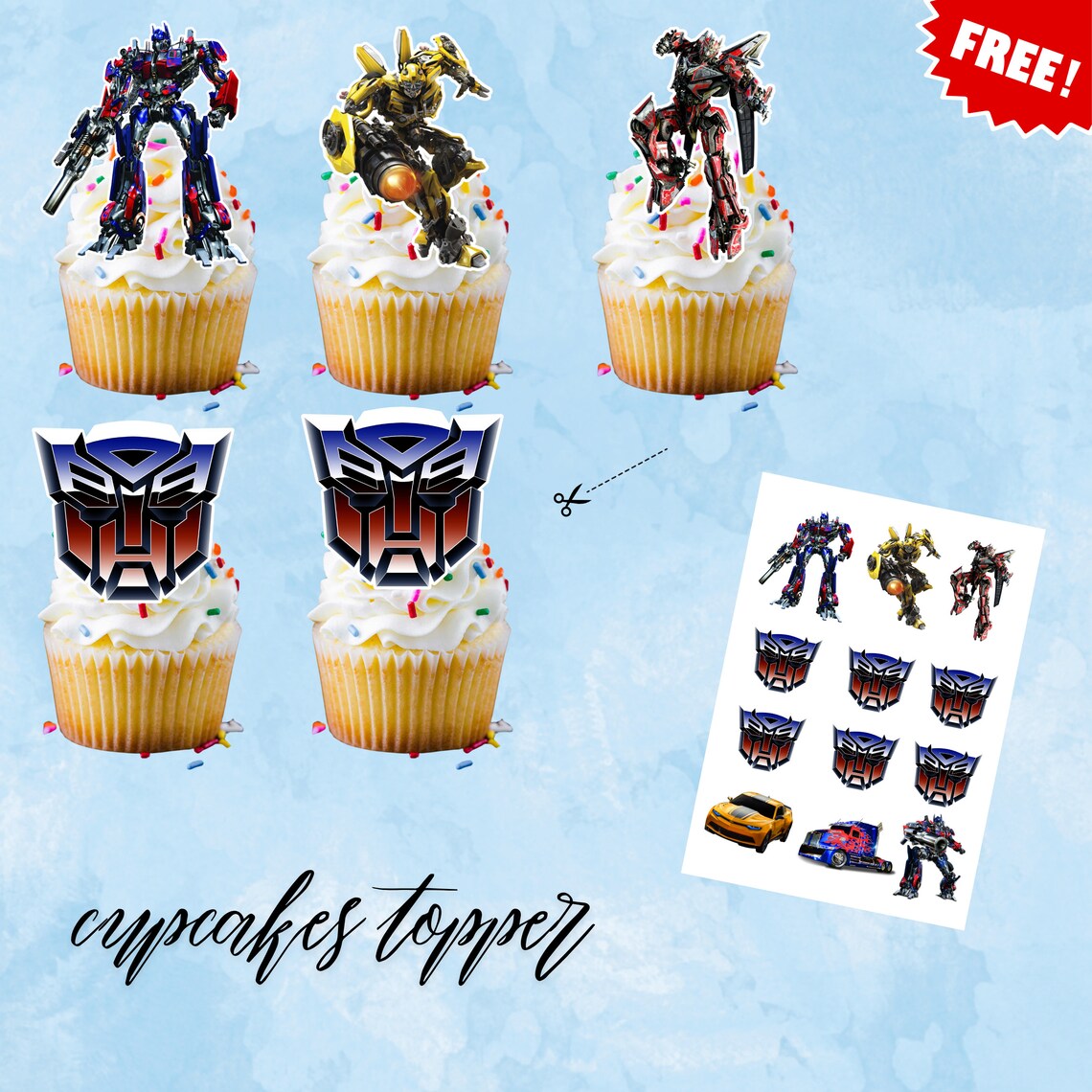Printable Cake Topper. Transformers Cake Topper Happy Birthday - Etsy