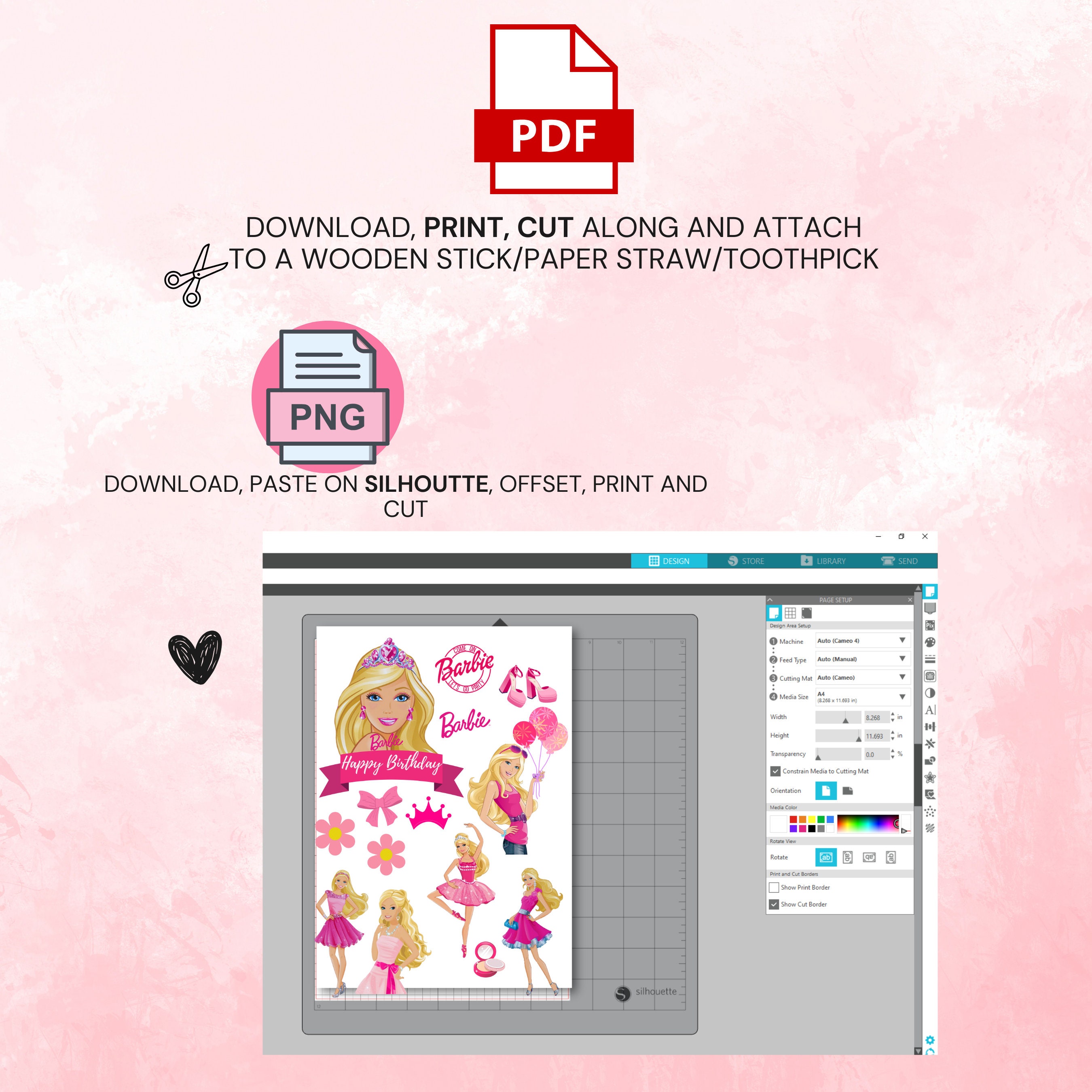 Printable Cake Topper, Barbie Pink Happy Birthday - Etsy UK