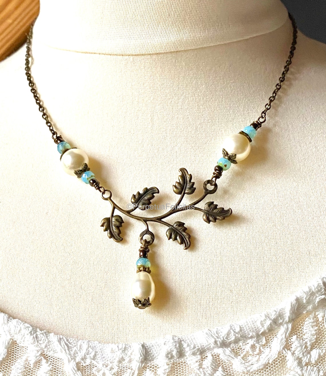 Bronze Pearl Necklace Regency Era Inspired Jewelry Autumn - Etsy