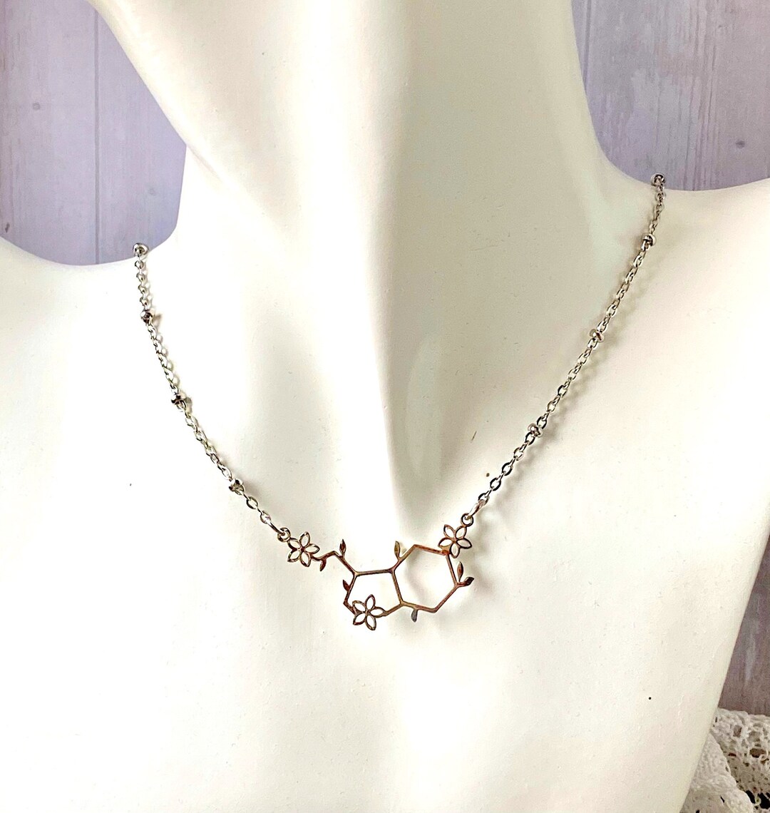 Serotonin Necklace, Science Jewelry, Antiallergic Stainless Steel Chain ...