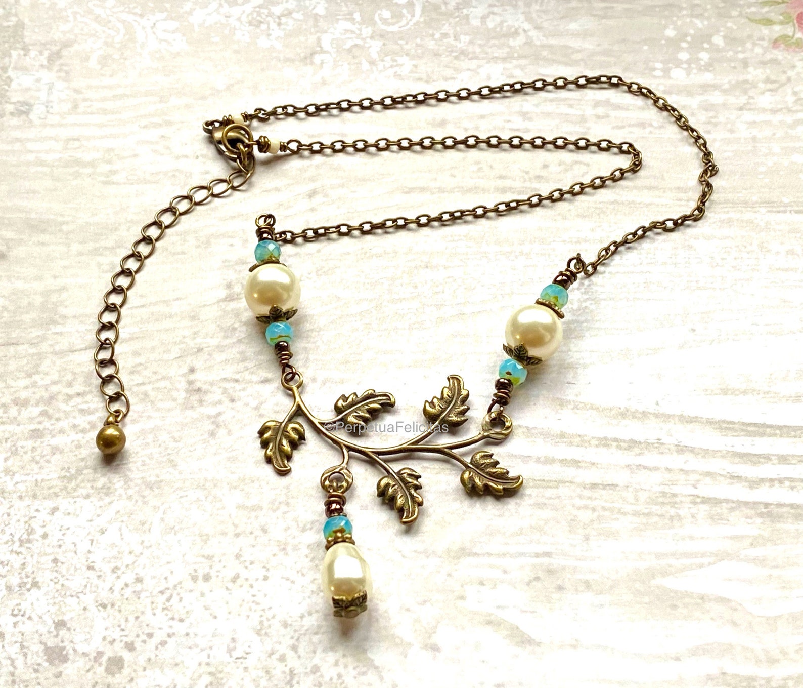 Bronze Pearl Necklace Regency Era Inspired Jewelry Autumn - Etsy