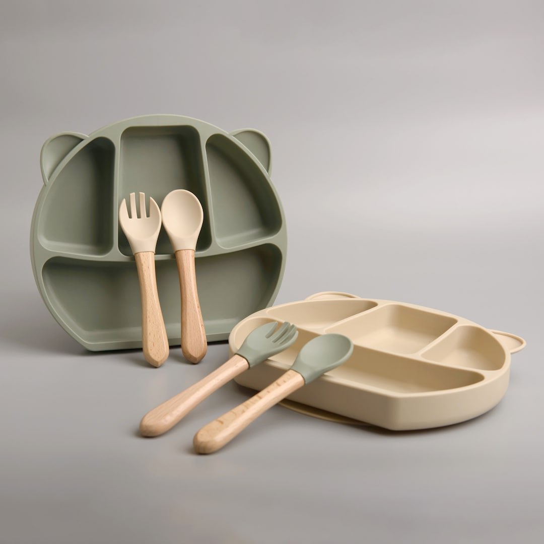 Baby Dinner Set, Baby Feeding Set, Cutlery Set, Silicone Feeding Set ...