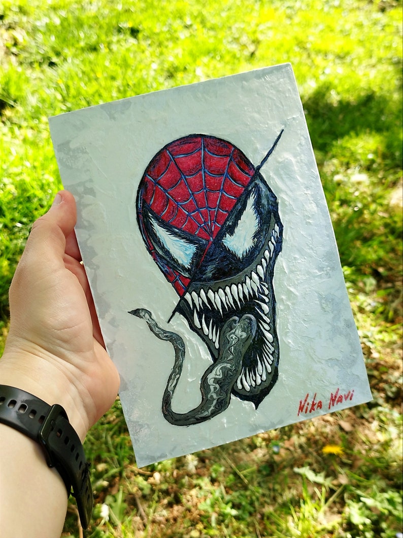 Spider-man Venom Impasto Acrylic Oil Painting Original Art - Etsy