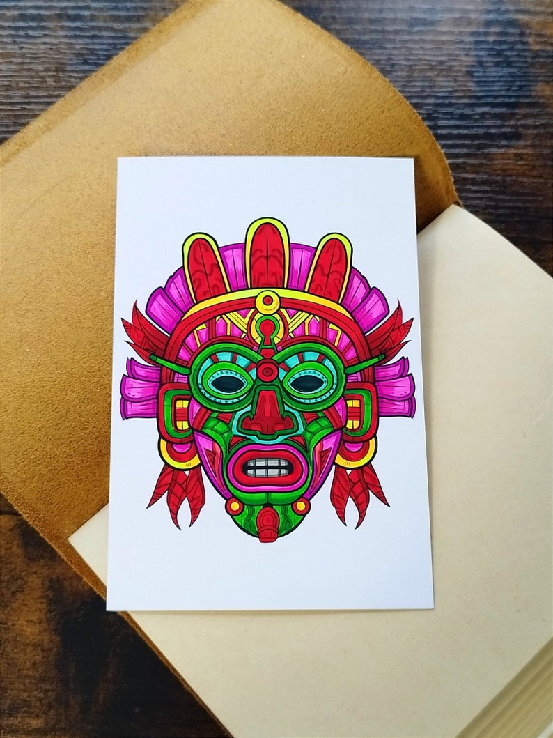 Ritual Mask Drawing Unframed - Etsy