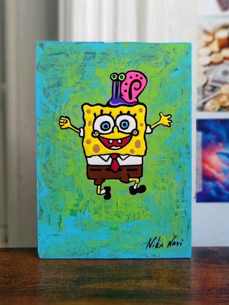 Spongebob Squarepants Acrylic Oil Painting Original Art - Etsy