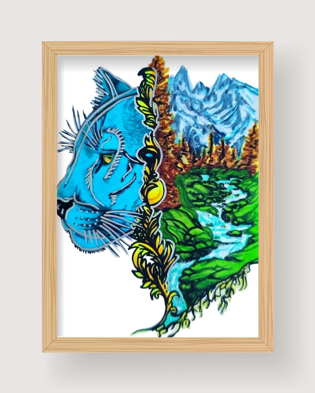 Totem Animal Puma #1, Original Hand-painted Drawing, Marker Painting - Etsy